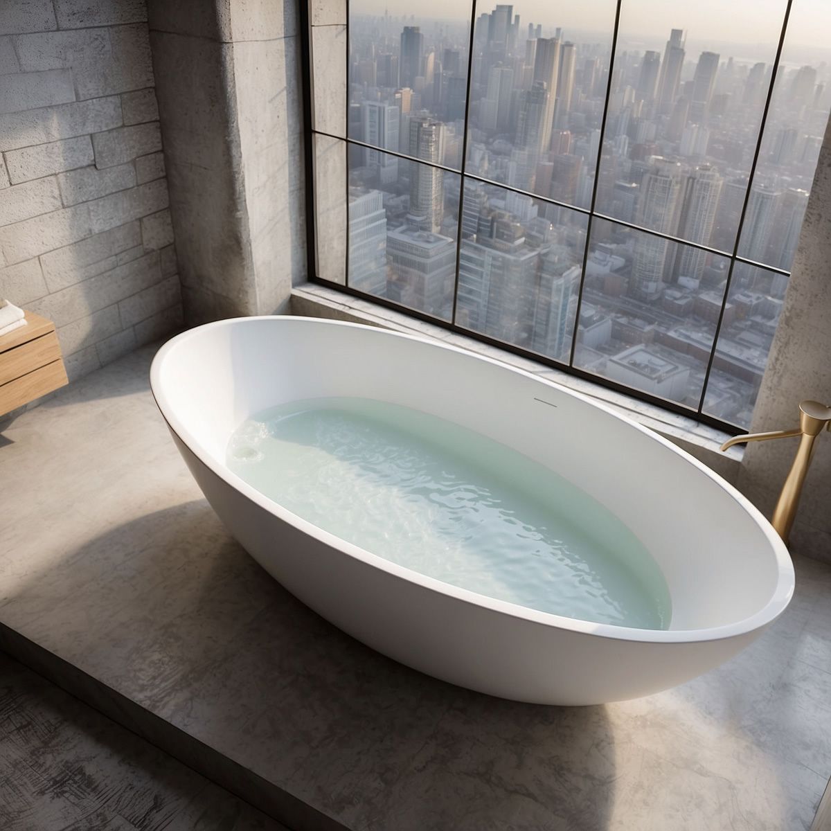 Casares Matt White With Gloss Freestanding Stone Bath 1800mm