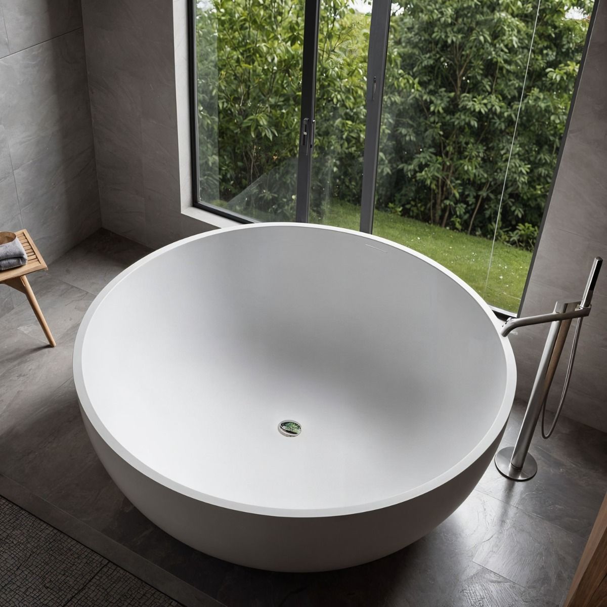 Lorenzo Matt White Freestanding Stone Bath 1500mm