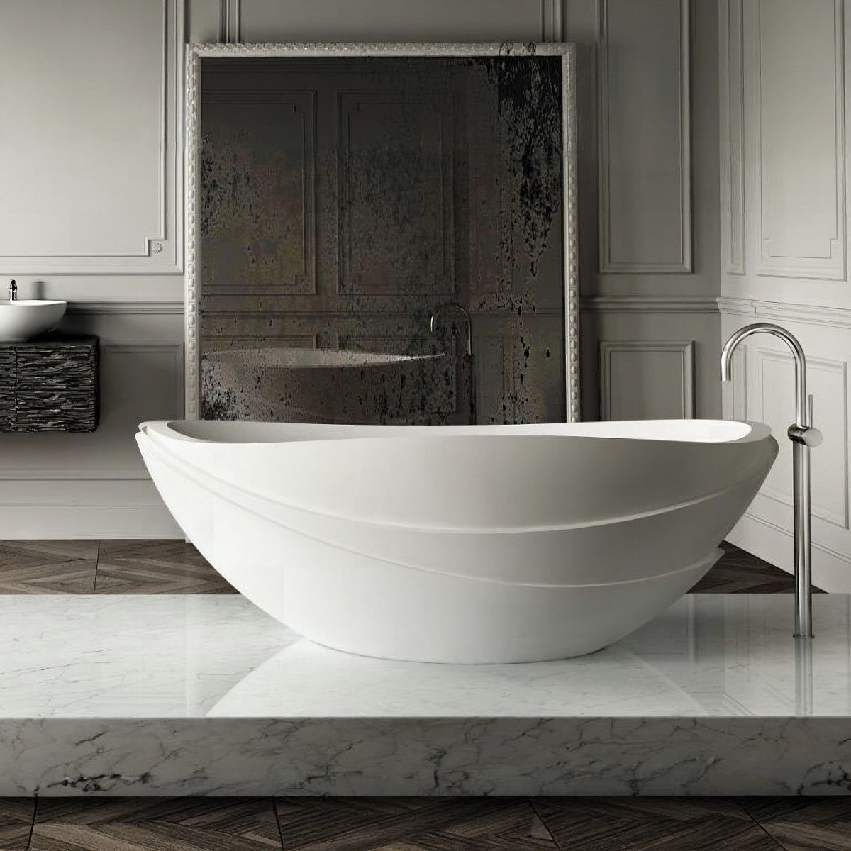 San Sebastian Matt White Freestanding Stone Bath 1700mm