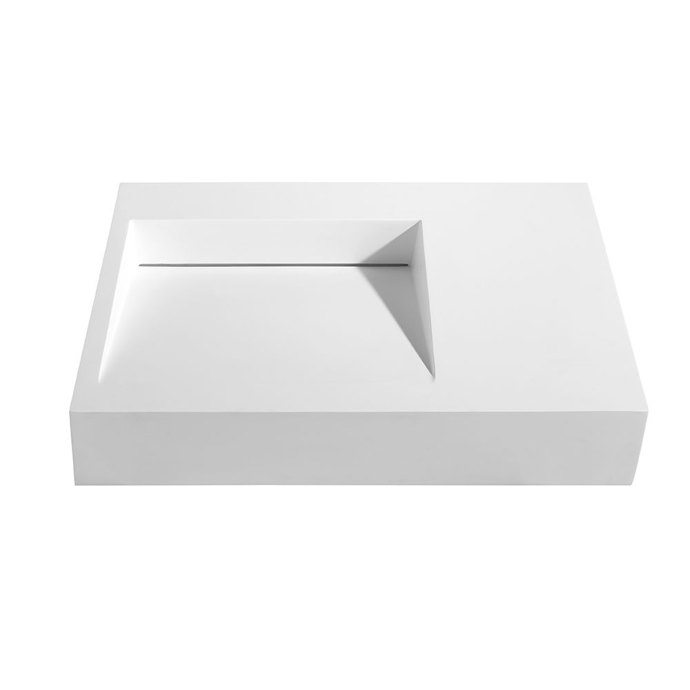 Cordoba Matt White Sloped Wall Hung Stone Basin 740mm