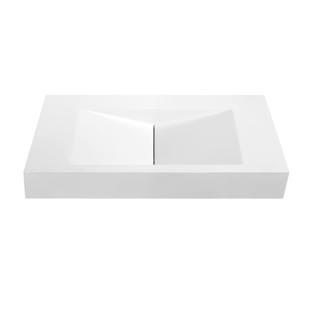 Burgos Matt White Sloped Wall Hung Stone Basin 900mm
