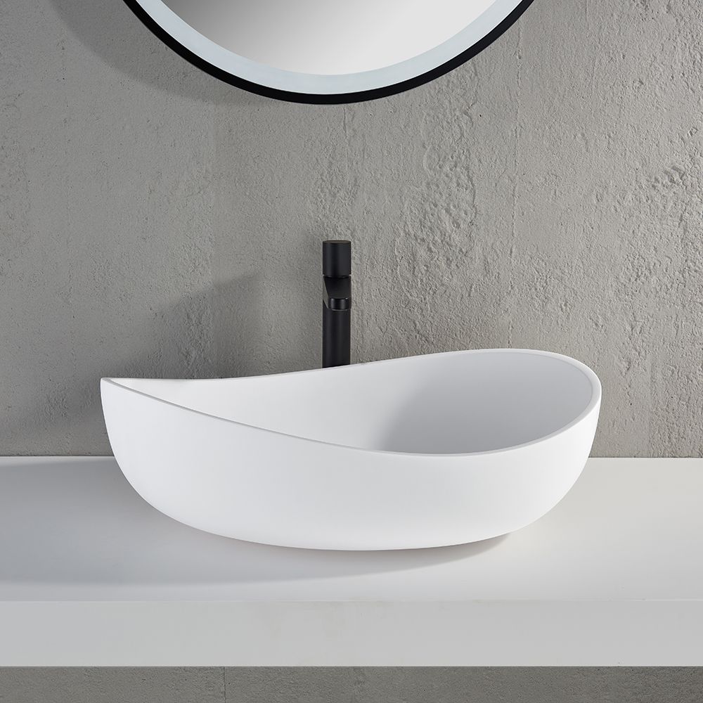 Mallorca Matt White Countertop Stone Basin 600mm