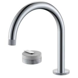 Shelf Mounted Silver Chrome Curved Tap With Single Marble Handle