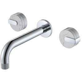 Wall Mounted Silver Chrome Tap With Double Marble Handles