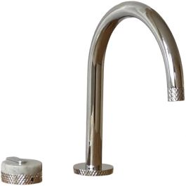 Shelf Mounted Silver Chrome Curved Tap With Single Marble Handle