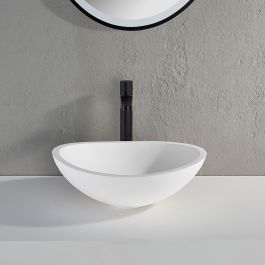 Ronda Matt White Countertop Stone Basin 420mm